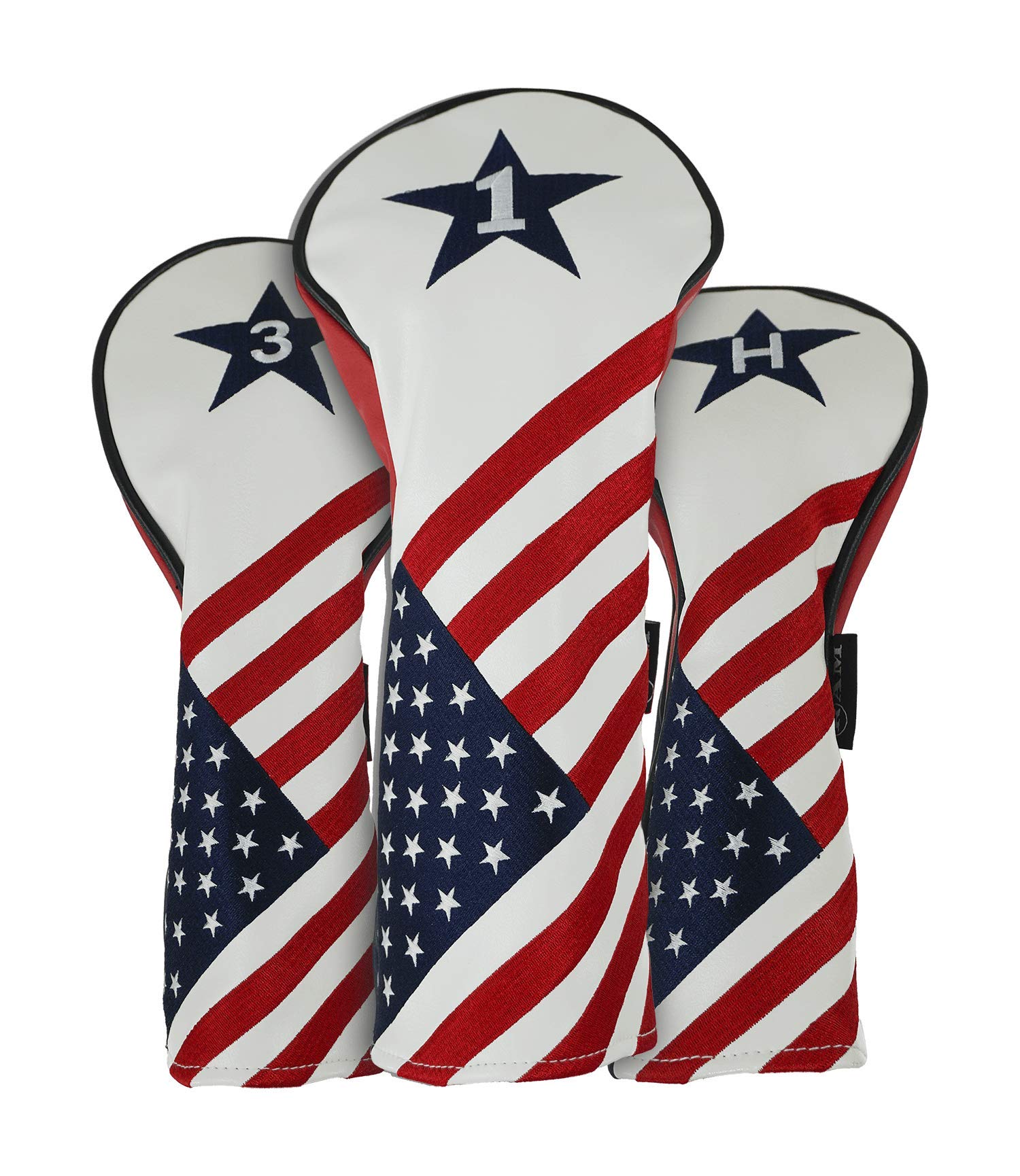 Ram Golf USA Stars and Stripes PU Leather Headcover - Driver/Wood Hybrid (Driver + #3 Wood + Hybrid)