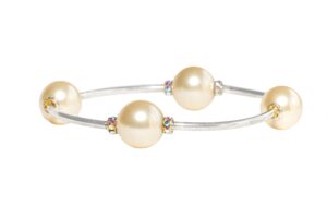 made as intended the blessing bracelet - 12mm light gold crystal pearls with crystal accents, regular size