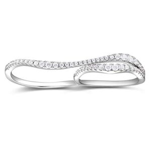 espere rhodium plated sterling silver 925 double finger ring for women