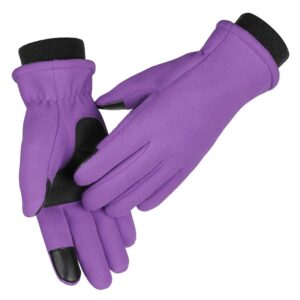 ozero winter waterproof gloves for men: women gloves for running touchscreen - xs size & purple