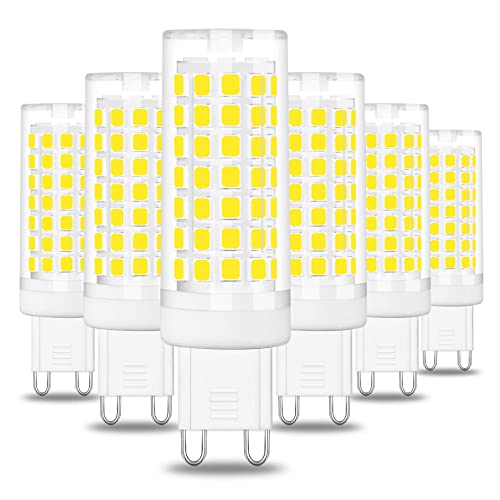 hansang G9 Led Light Bulb,6W Chandelier Light Bulbs (60W Halogen Equivalent),88PCS LED,6000K Daylight White,Non-dimmable,G9 Bi Pin Base,360 Degrees Beam Angle,600LM,Pack of 6