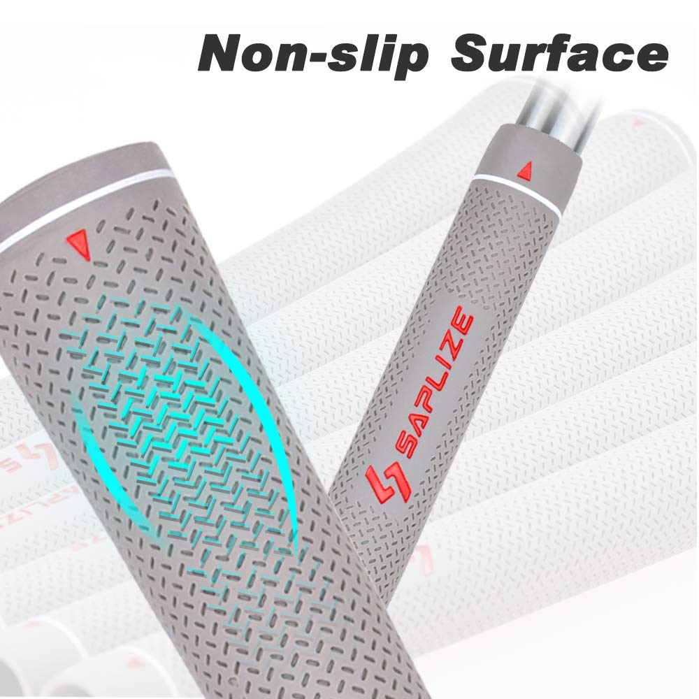 SAPLIZE Rubber Golf Grips, 13 Grips with Complete Regripping Kit, Midsize, Golf Club Grip, Grey