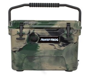 frosted frog green camo 20 quart ice chest heavy duty high performance roto-molded commercial grade insulated cooler