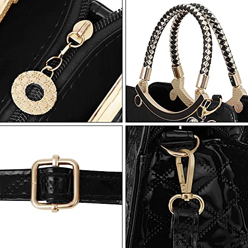 TIBES Shiny Patent Leather Women Purses Satchel Handbags Ladies Fashion Top Handle Handbags Crossbody Shoulder Bags