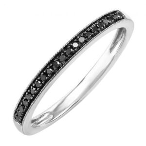 dazzlingrock collection round black diamond anniversary stackable band 1/4 ct (0.50 ctw)| 925 sterling silver, size 9