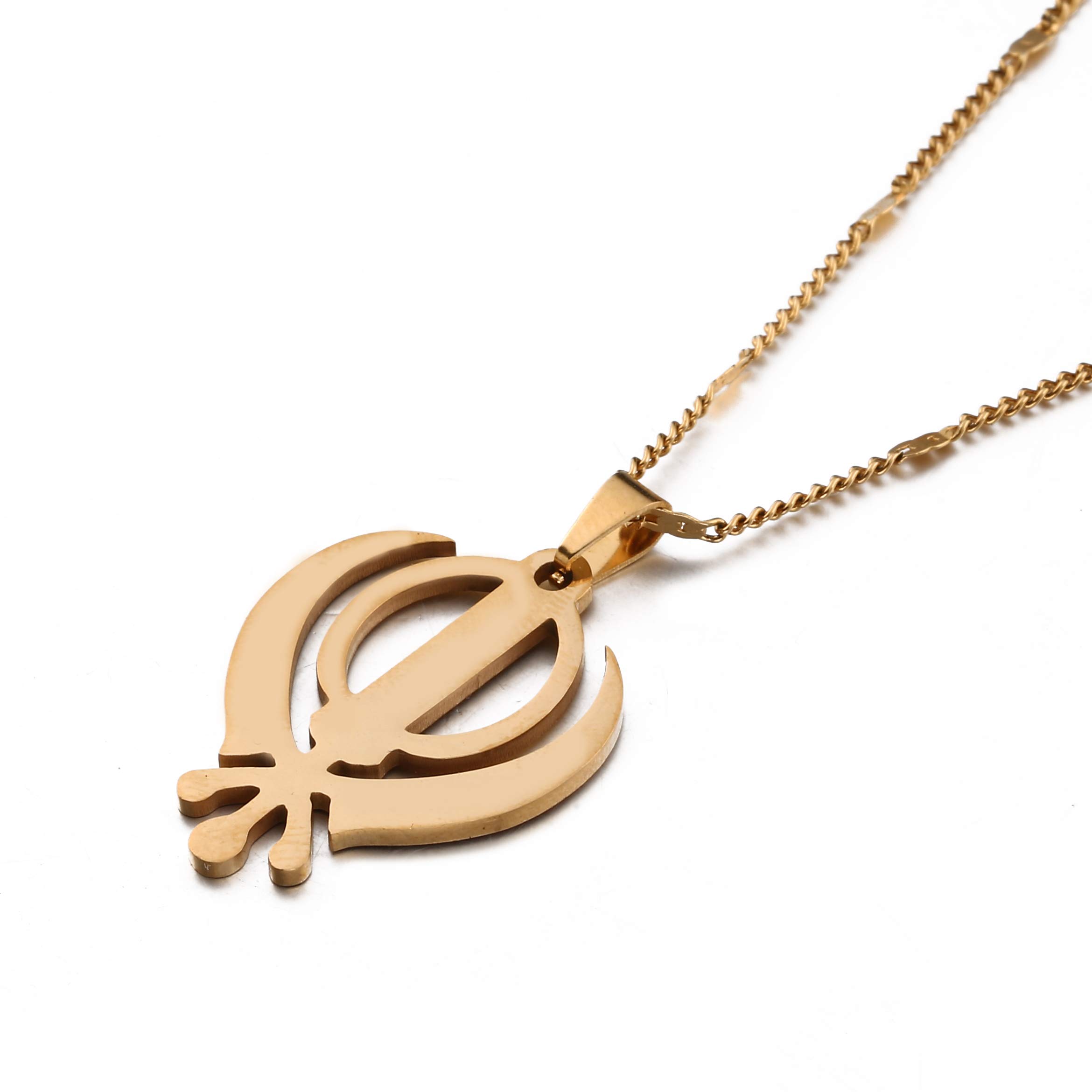 Sikhism Necklace Pendant Sikh Khanda Jewelry Gold Color Sikhs Necklaces Religious (Gold)