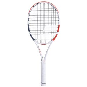 babolat pure strike 100 tennis racquet racquet - strung with 16g white babolat syn gut at mid-range tension (4 3/8" grip)