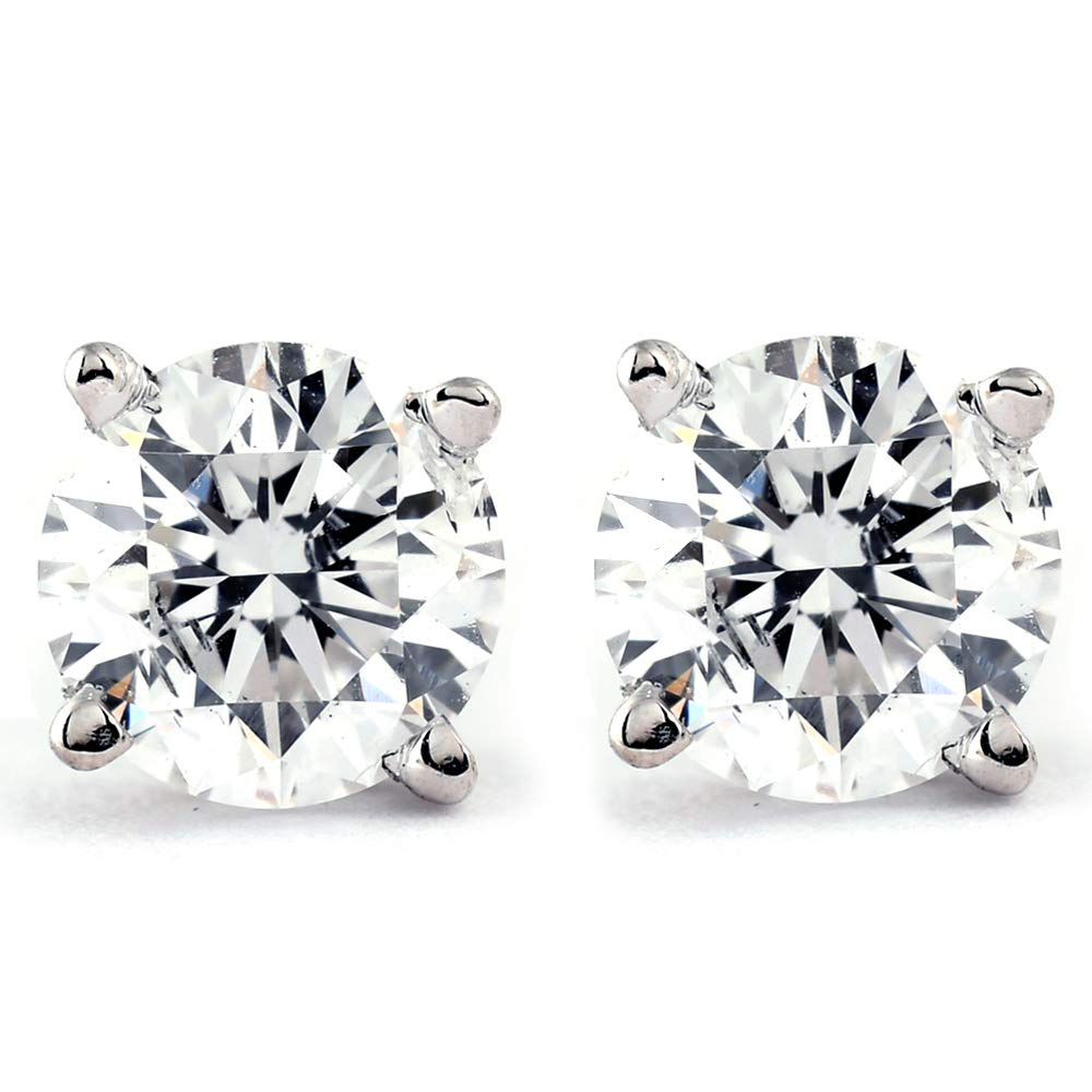 Pompeii3 14k White or Yellow Gold 1/4ct T.W. Diamond Studs Round-Cut Tiny Natural Diamond Earrings Women's