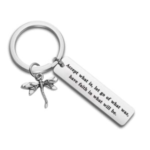 myospark accept what is let go of what was and have faith in what will be dragonfly keychain inspirational jewelry gift (dragonfly keychain)