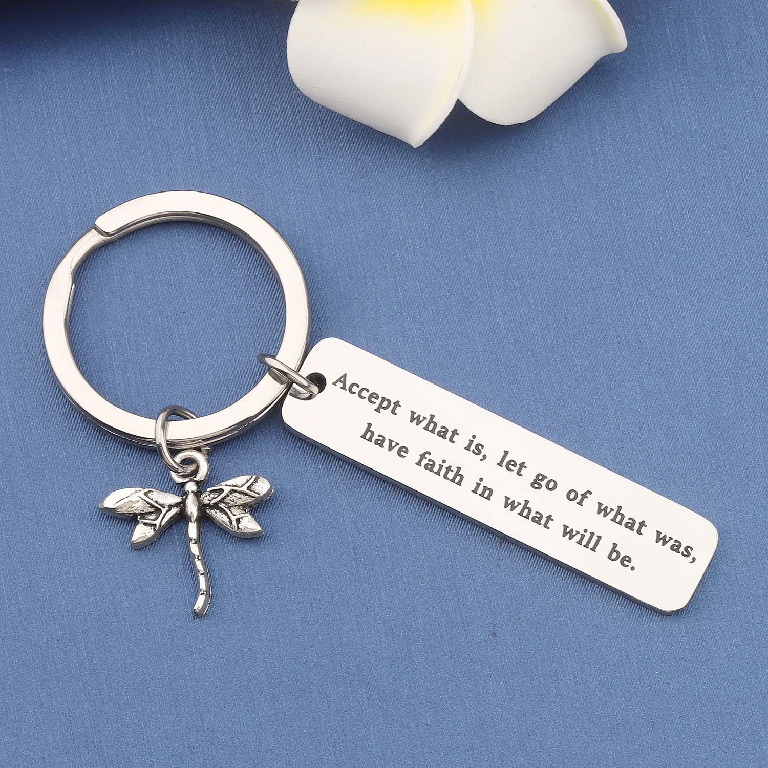 MYOSPARK Accept What Is Let Go of What Was And Have Faith In What Will Be Dragonfly Keychain Inspirational Jewelry Gift (Dragonfly Keychain)