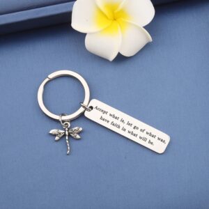 MYOSPARK Accept What Is Let Go of What Was And Have Faith In What Will Be Dragonfly Keychain Inspirational Jewelry Gift (Dragonfly Keychain)