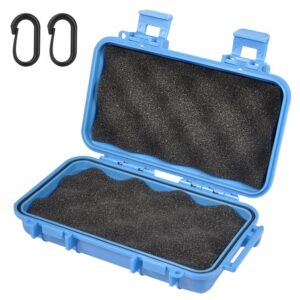 waterproof box shockproof dry storage box, hard plastic protective grip carry touch phone case + foam + handle for fishing camping hiking (small -blue)