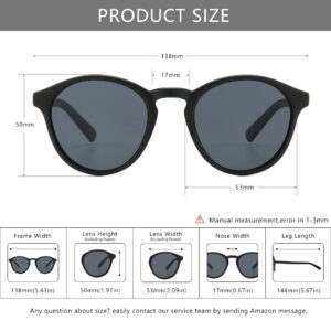 SUNGAIT Women's Classic Vintage Round Polarized Sunglasses Retro Style UV400(Black Frame(Matte Finish)/Grey Lens) K166HEIKHU