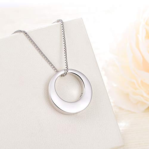 BEILIN Sterling Silver Circle of Life Eternity Memorial Urn Necklace Always with me Cremation Jewelry Pendant Necklaces for ashes (Silver)