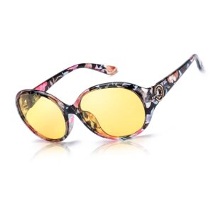 fimilu women oversized night-vision glasses anti-glare yellow night-driving glasses for rainy/fog/nighttime safe