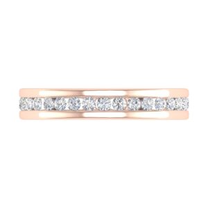 FINEROCK 1/2 Carat Channel Set Diamond Wedding Eternity Ring Band in 14K Rose Gold (Ring Size 5.5)