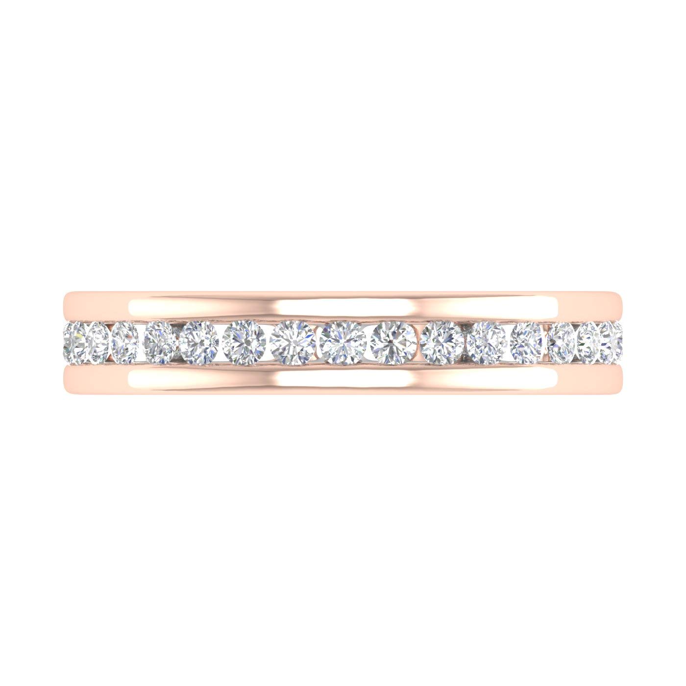 FINEROCK 1/2 Carat Channel Set Diamond Wedding Eternity Ring Band in 14K Rose Gold (Ring Size 5.5)