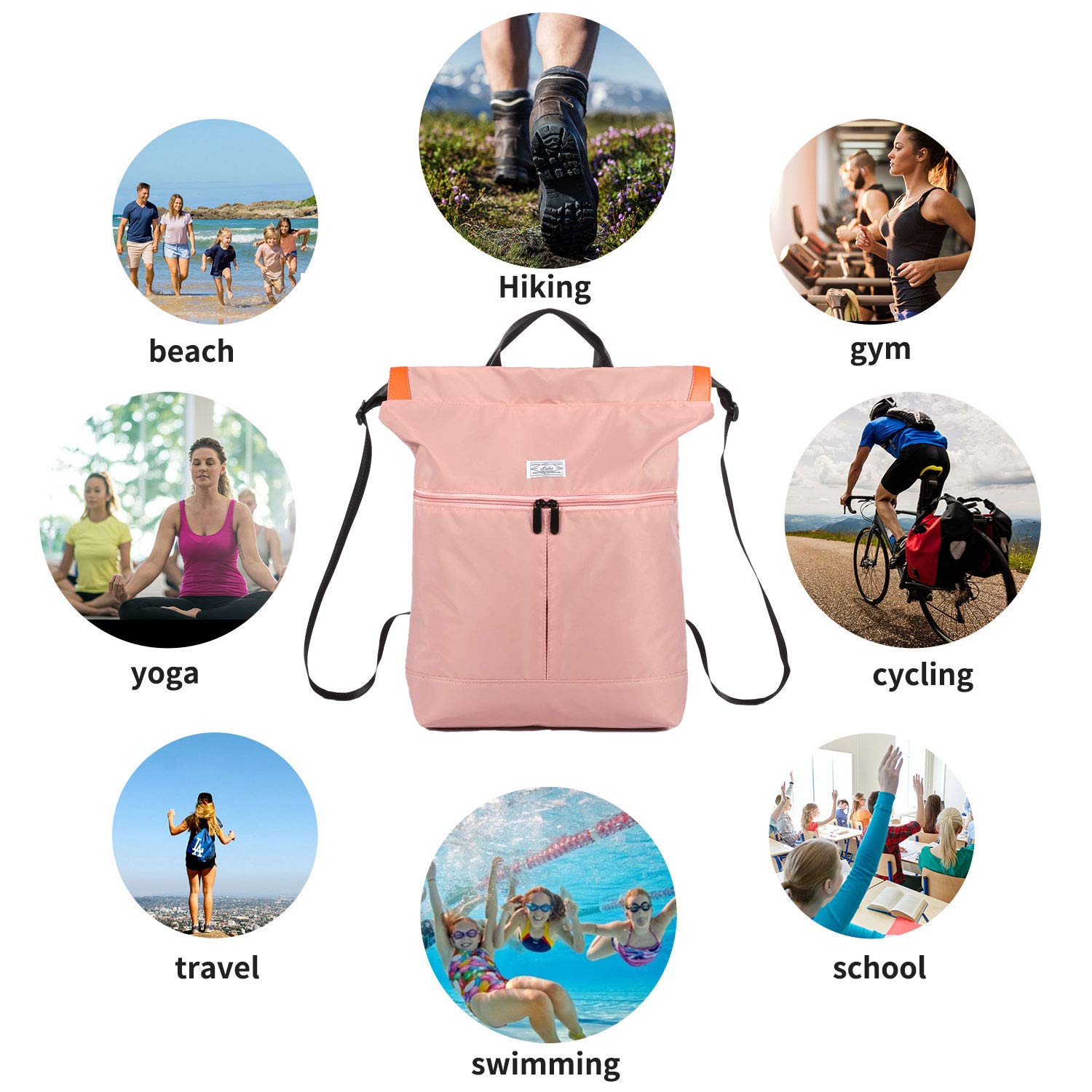 Risefit Waterproof Drawstring Bag, Gym Bag Sackpack Sports Beach Backpack for Men Women