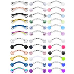 yaalozei 14g snake eye tongue rings piercing jewelry stainless surgical steel tongue nipple ring glow in dark long frog eye tongue ring nipple rings curved barbell vch piercing jewelry women men 16mm