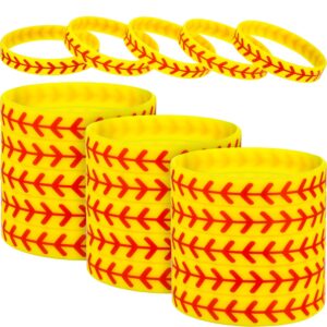 jovitec 48 packs softball bracelet softball wristband silicone bracelet softball gift for softball player and softball teams