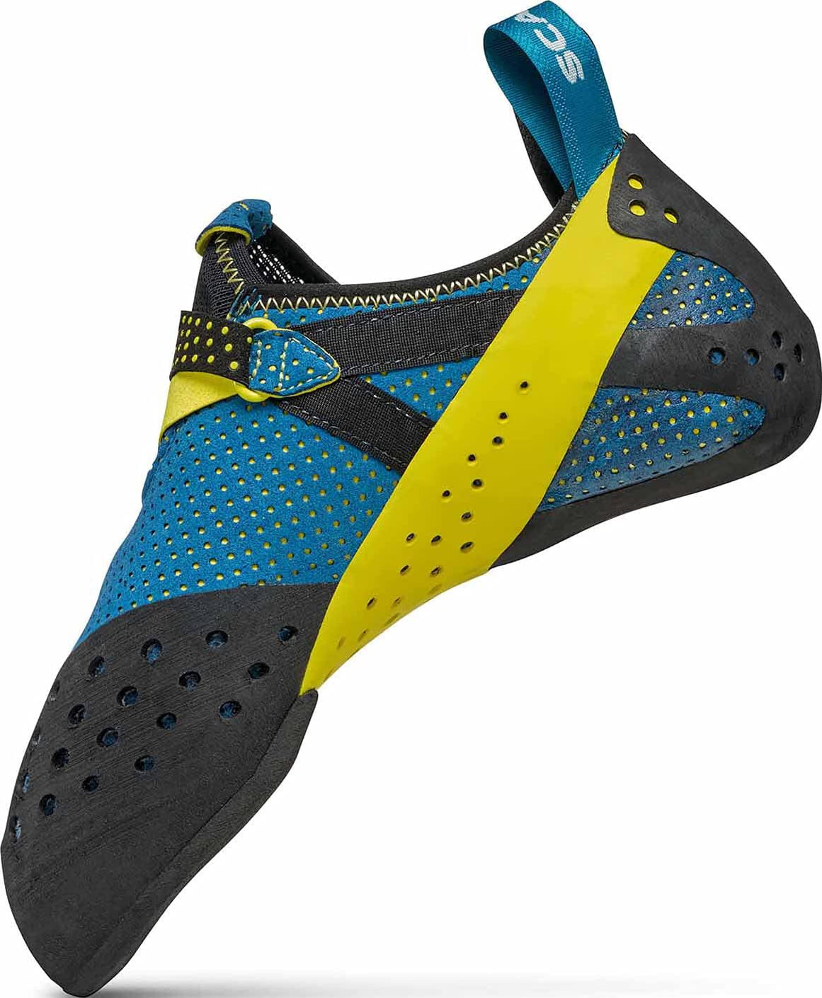 SCARPA Furia Air Rock Climbing Shoes for Sport Climbing and Bouldering - Specialized Performance for Sensitivity and Breathability - Baltic Blue/Yellow - 7-7.5