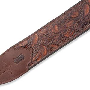 Levy's Leathers Sundance 3" wide Embossed Leather Guitar Strap; Western Series - Geramium Whiskey (M4WP-006)