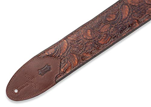 Levy's Leathers Sundance 3" wide Embossed Leather Guitar Strap; Western Series - Geramium Whiskey (M4WP-006)