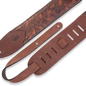 Levy's Leathers Sundance 3" wide Embossed Leather Guitar Strap; Western Series - Geramium Whiskey (M4WP-006)