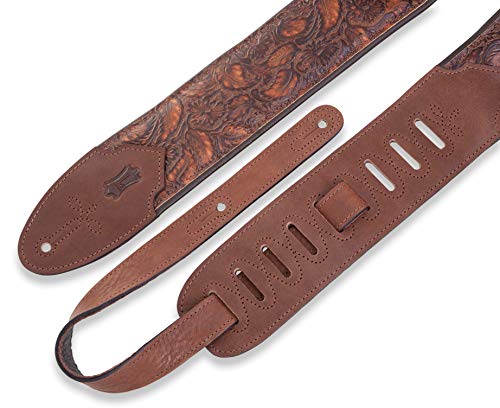 Levy's Leathers Sundance 3" wide Embossed Leather Guitar Strap; Western Series - Geramium Whiskey (M4WP-006)