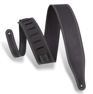 levy's leathers butter double stitch 2.5" wide garment leather guitar strap; deluxe series - black (m17bds-blk)