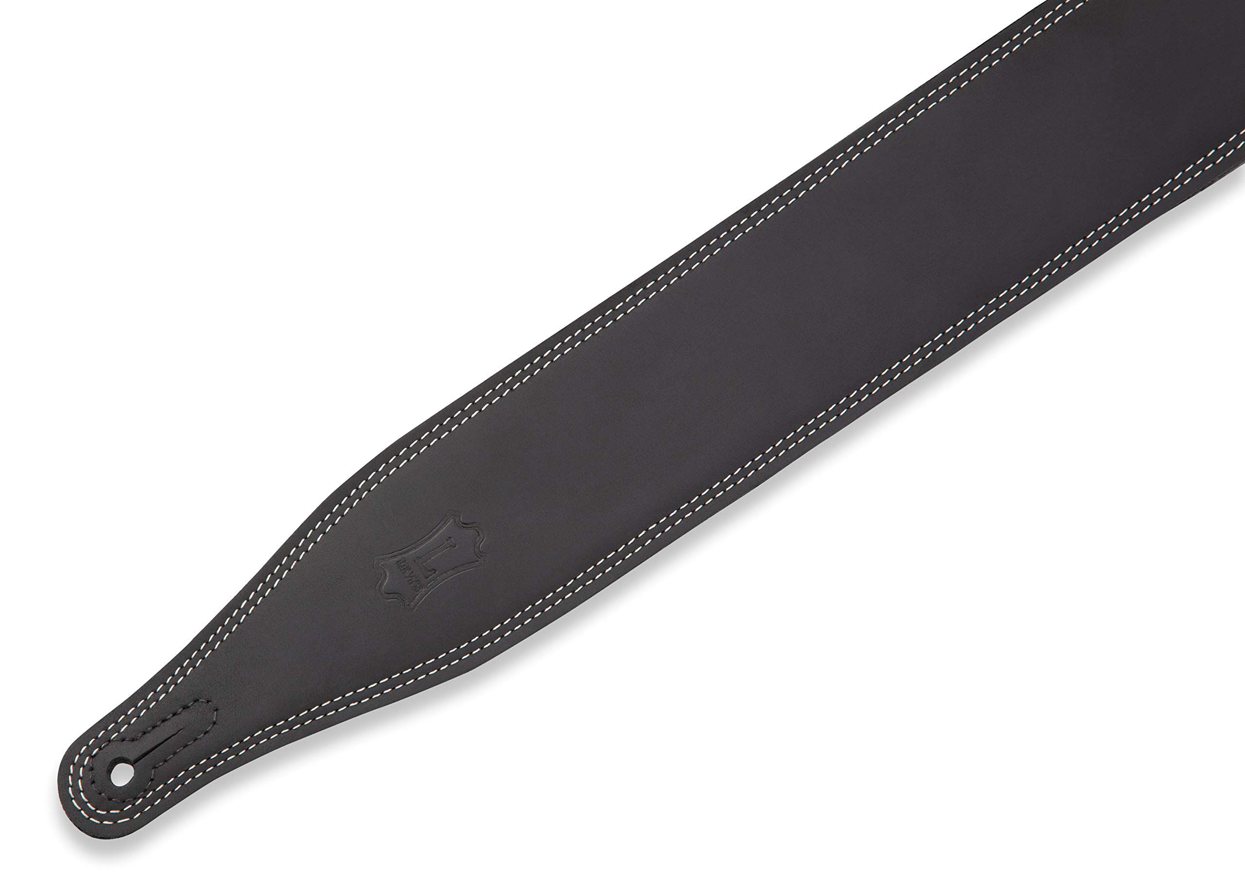 Levy's Leathers Butter Double Stitch 2.5" wide Garment Leather Guitar Strap; Deluxe Series - Black (M17BDS-BLK)