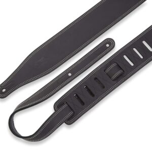 Levy's Leathers Butter Double Stitch 2.5" wide Garment Leather Guitar Strap; Deluxe Series - Black (M17BDS-BLK)