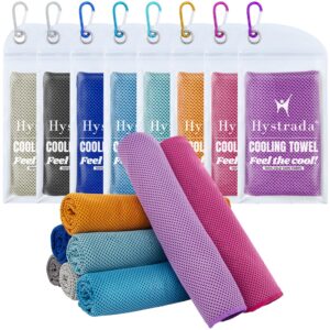 hystrada 8 pack cooling towels 40" x 12"-cooling scarf, cold snap cooling towel for instant cooling relief for all physical activities: golf, fitness, camping, hiking, yoga, pilates