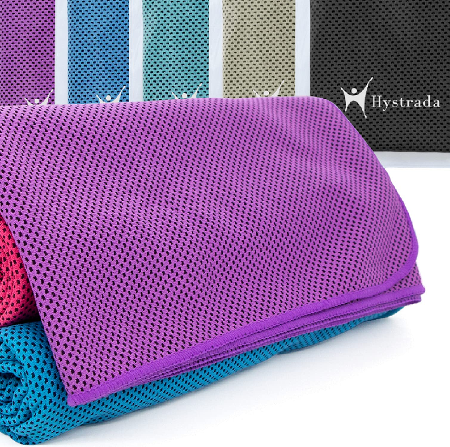 Hystrada 8 Pack Cooling Towels 40" x 12"-Cooling Scarf, Cold snap Cooling Towel for Instant Cooling Relief for All Physical Activities: Golf, Fitness, Camping, Hiking, Yoga, Pilates