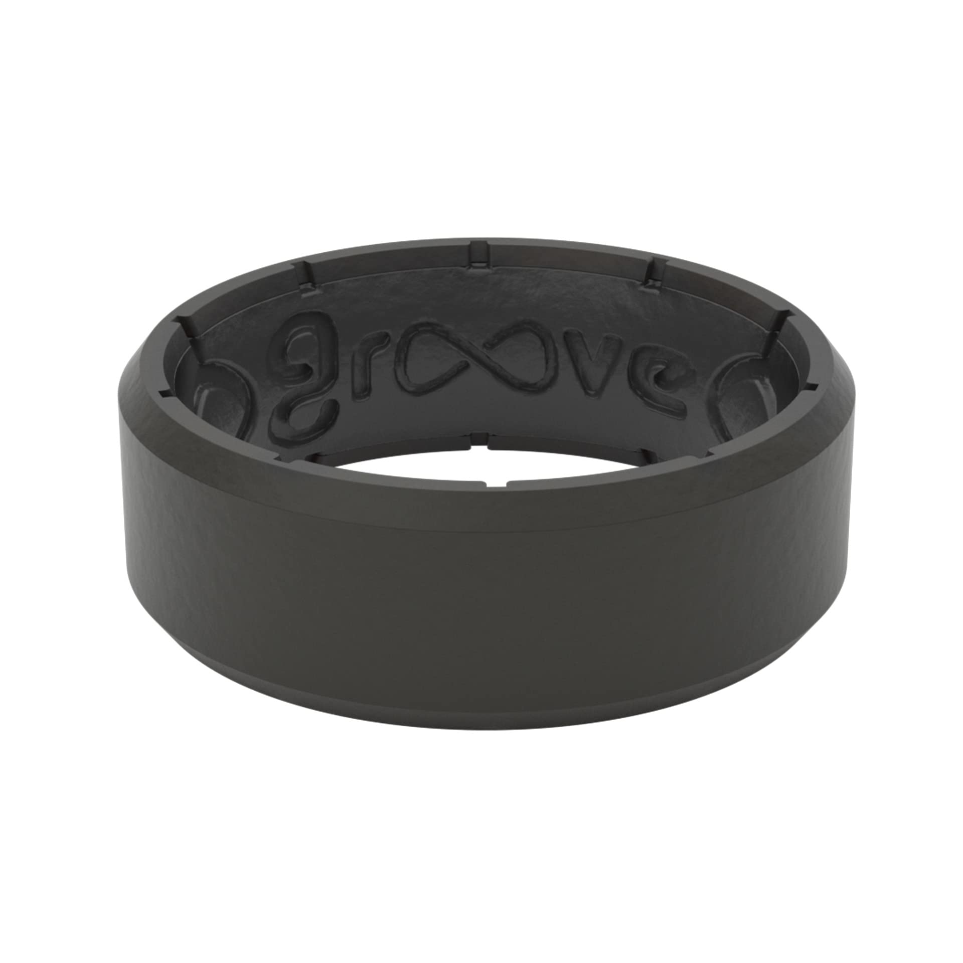 Groove Life Edge Black/Black Silicone Ring - Breathable Rubber Wedding Rings for Men, Lifetime Coverage, Unique Design, Comfort Fit Ring - Size 12