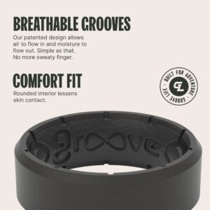 Groove Life Edge Black/Black Silicone Ring - Breathable Rubber Wedding Rings for Men, Lifetime Coverage, Unique Design, Comfort Fit Ring - Size 12