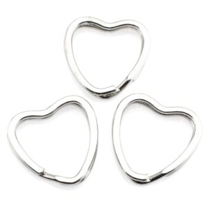 heyous 10pcs creative flat key ring silver diy metal key holder keyring keychain hoop loop heart shape