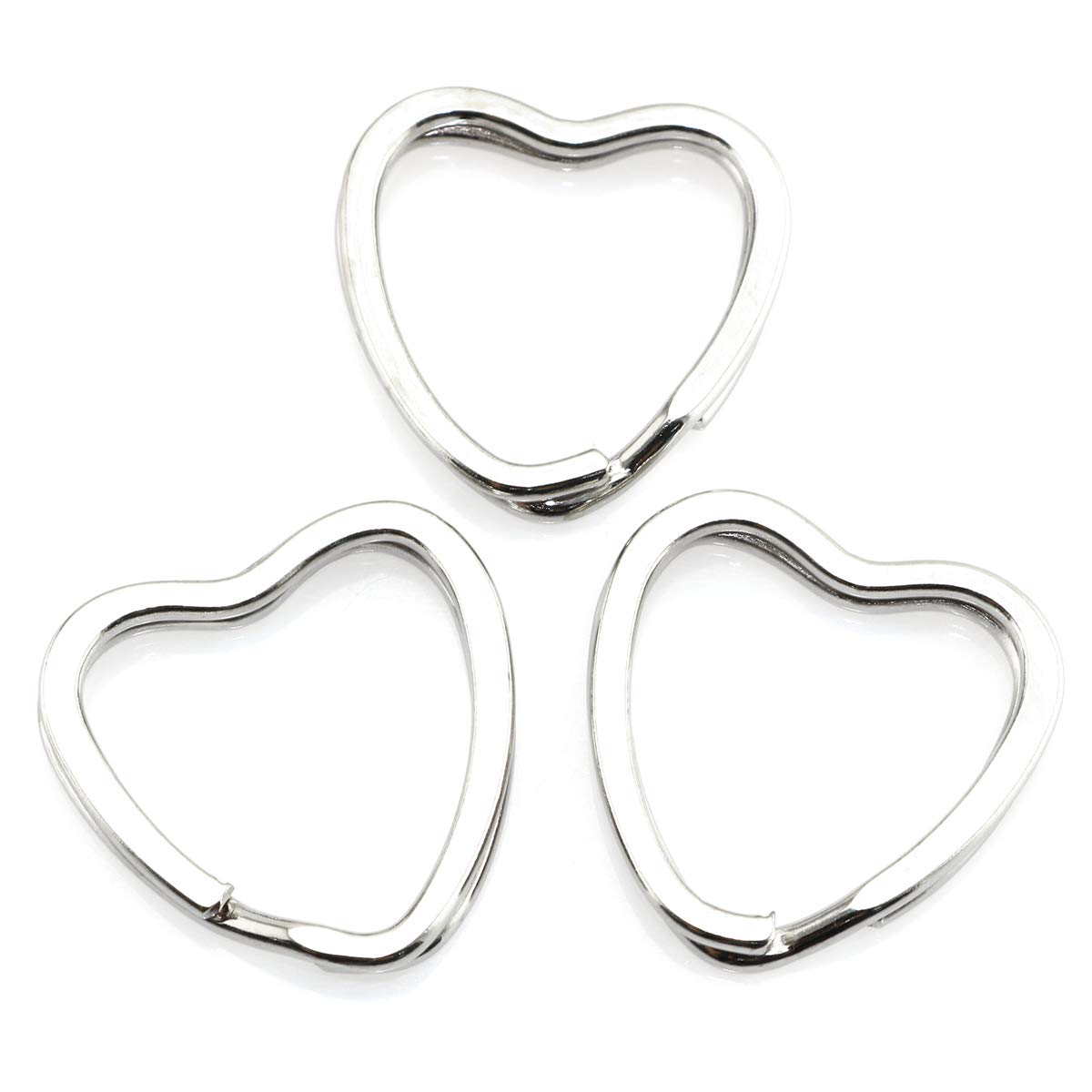 Heyous 10pcs Creative Flat Key Ring Silver DIY Metal Key Holder Keyring Keychain Hoop Loop Heart Shape