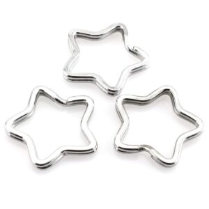 heyous 10pcs creative flat key ring silver diy metal key holder keyring keychain hoop loop star shape