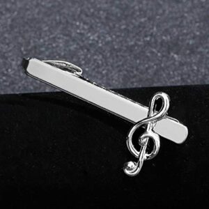 ANG-puneng Business Tie Bar Men Tie Clip Creative Silver High-end Fashion Clips Gifts Charms Jewelry Pins Music Note Decoration Shirt Suit Clothing Accessories