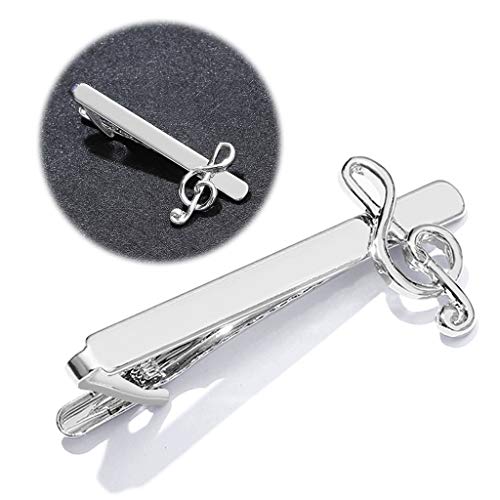 ANG-puneng Business Tie Bar Men Tie Clip Creative Silver High-end Fashion Clips Gifts Charms Jewelry Pins Music Note Decoration Shirt Suit Clothing Accessories