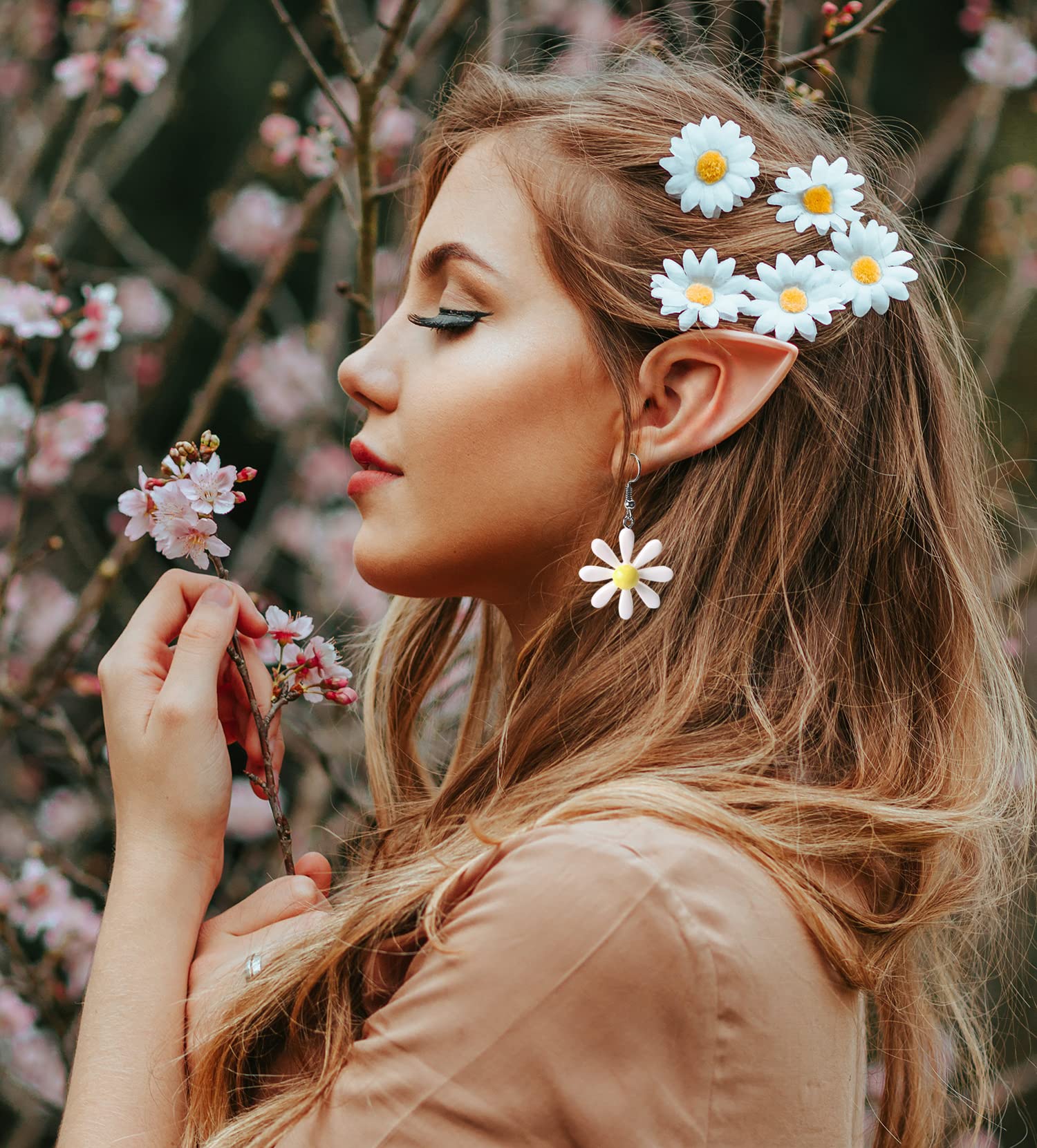 Daisy Earrings,Daisy Flower Earrings for Women,Acrylic Yellow Flower Daisy Dangle Earring Wild Lily Petals Hawaii Plant Earrings