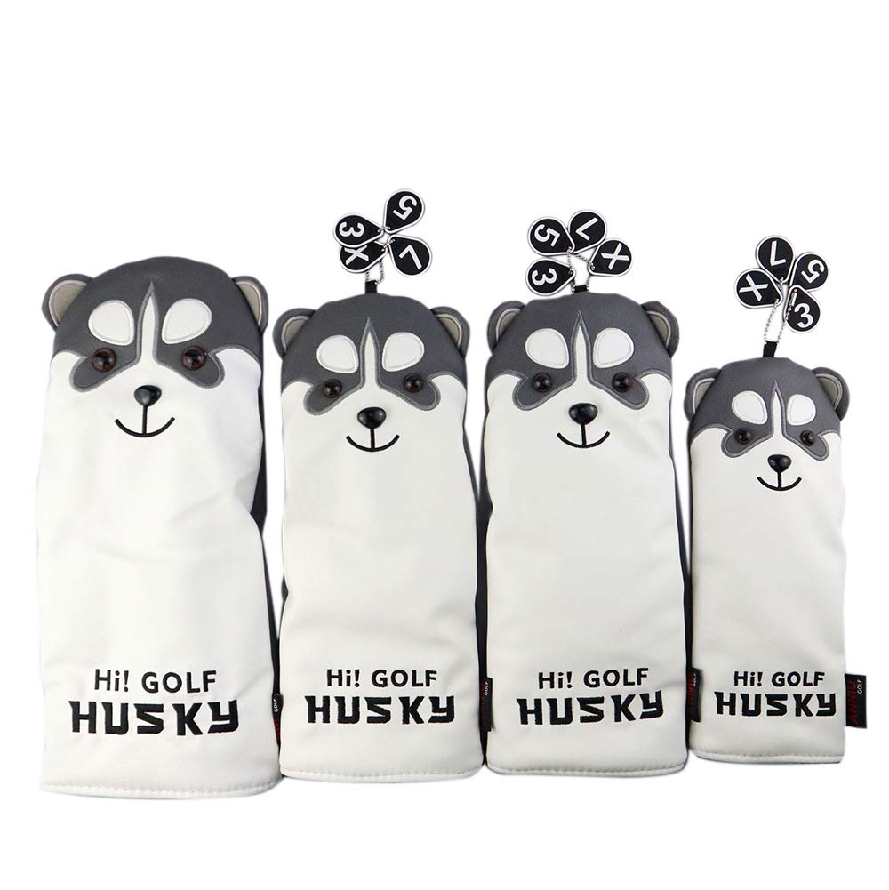 Animal Golf Headcover Driver Mallet Blade Putter Leather Cute Replacement Covers (Husky 135UT Set)