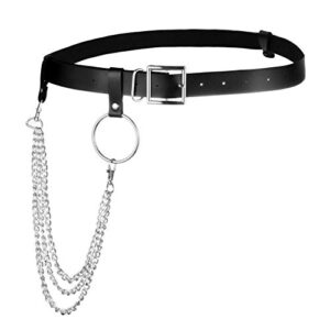 milakoo women's body chain leather belt with chain gothic punk waist belt with buckle adjustable