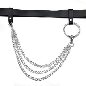 MILAKOO Women's Body Chain Leather Belt with Chain Gothic Punk Waist Belt with Buckle Adjustable