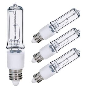 4-pack jde11 120v 75w dimmable halogen bulb t4 mini candelabra base warm white for chandeliers, ceiling fan, table lamps, cabinet lighting…