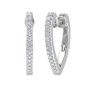 0.15 carat diamond heart shape hoop earrings in 10k white gold