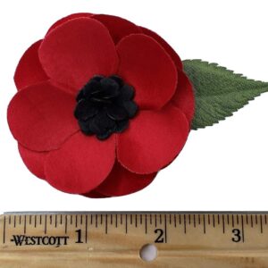 Poppy Silk Fabric Flower Pin Brooch Flower. Red Satin Poppy - Poppies Hand-made in New York's Garment Center (American Made)