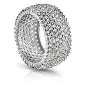 925 sterling silver eternity ring 7 row cubic zirconia micro-pave set engagement/ wedding ring (sterling-silver, 6)