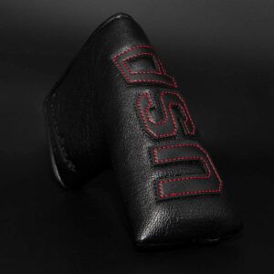 Golf Blade Putter Cover Headcover Magnetic USA Golf Putter Headcovers Club Protective Thick Synthetic Leather Golf Equipment (Black-red)